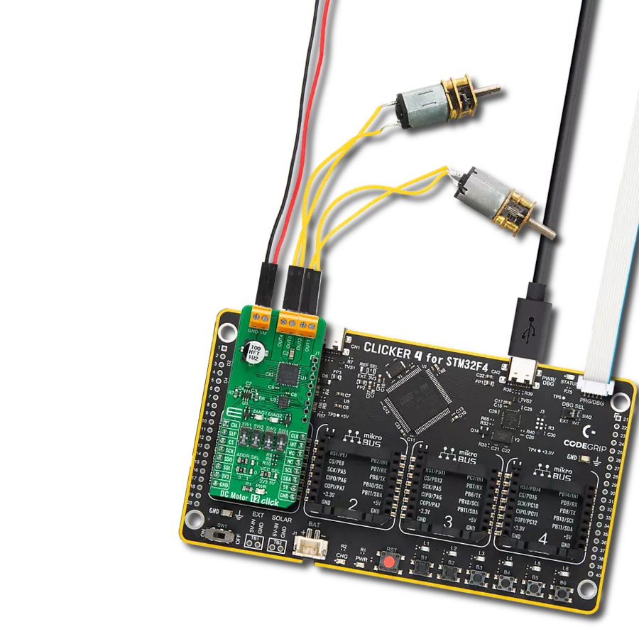 Control any common DC motor using Clicker 4 for STM32F4 and STM32F407VGT6 | EmbeddedWiki